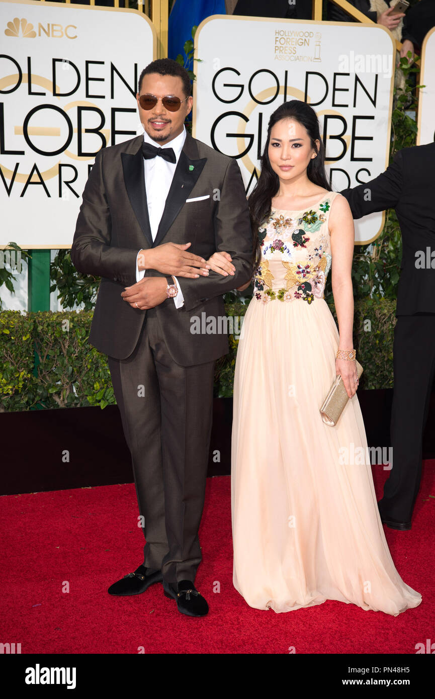 Terrance Howard and Mira Pak, arrives at the 73rd Annual Golden Globe ...