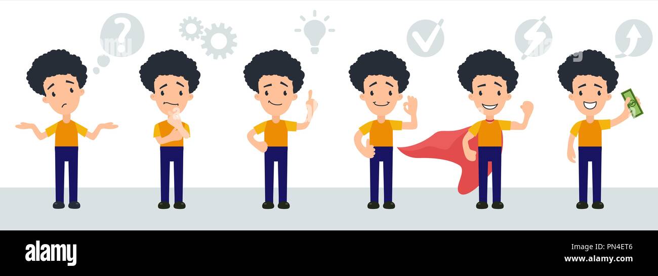 Set of character smart young man, businessman, manager or child ...