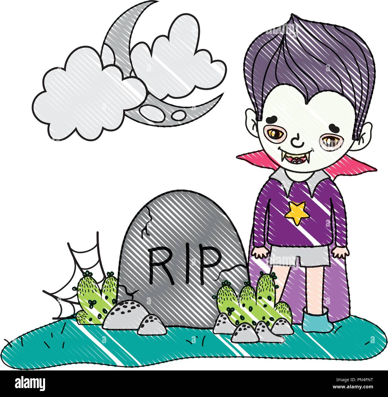 grated happy vampire boy costume with rip stone Stock Vector Image ...