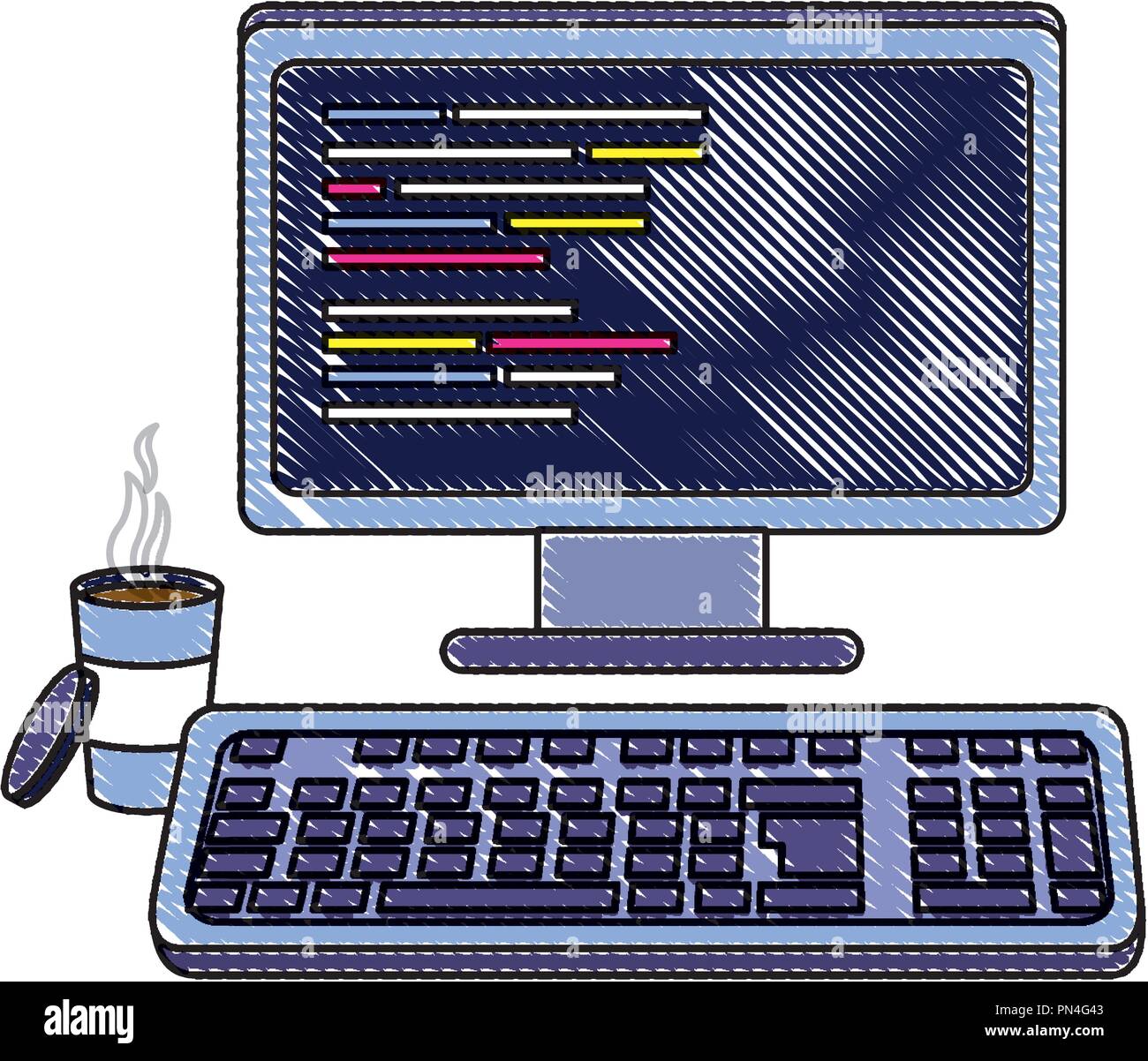 grated computer with programming code and hot coffee Stock Vector Image & Art - Alamy