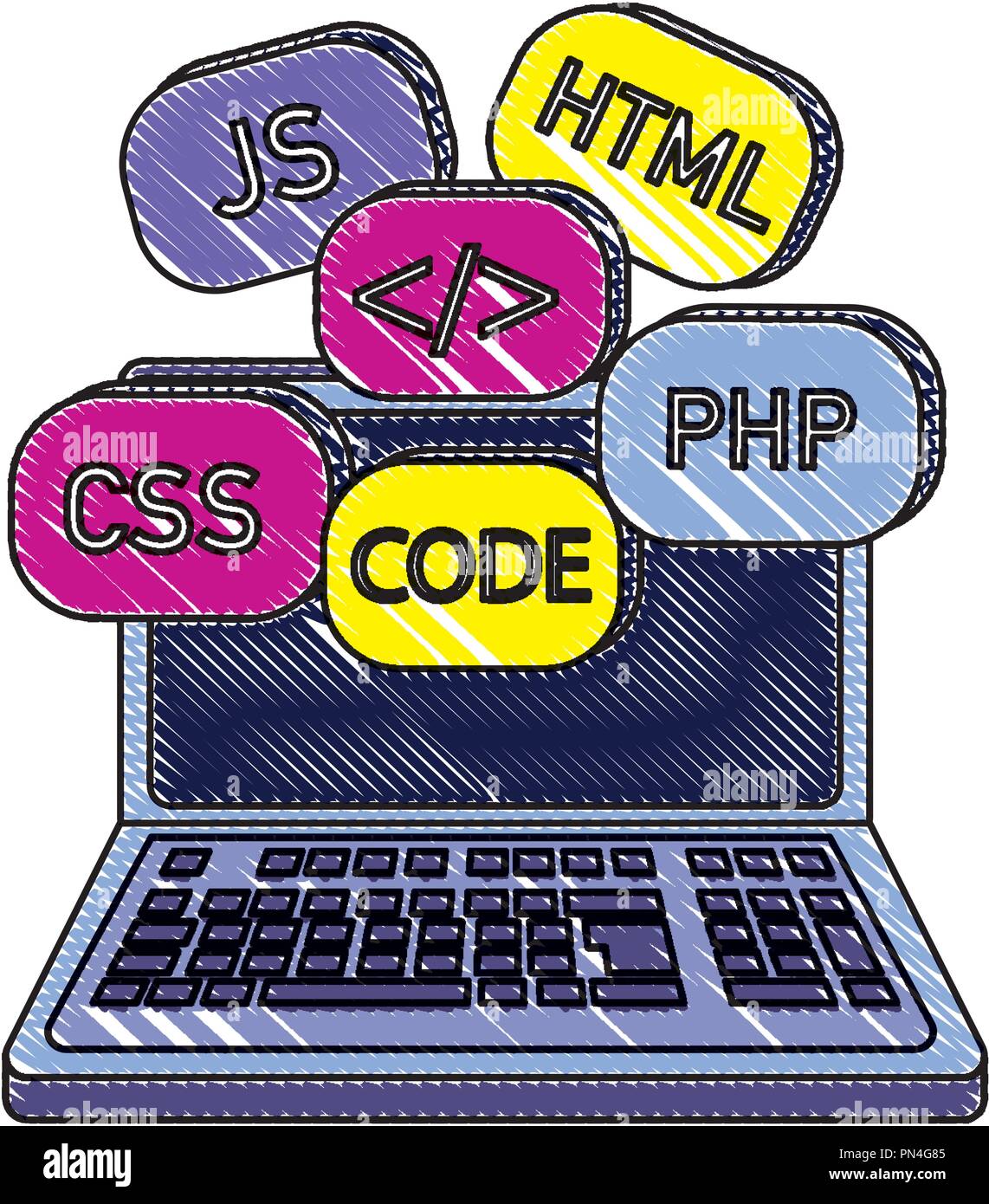 grated laptop with data code system program Stock Vector Image & Art - Alamy