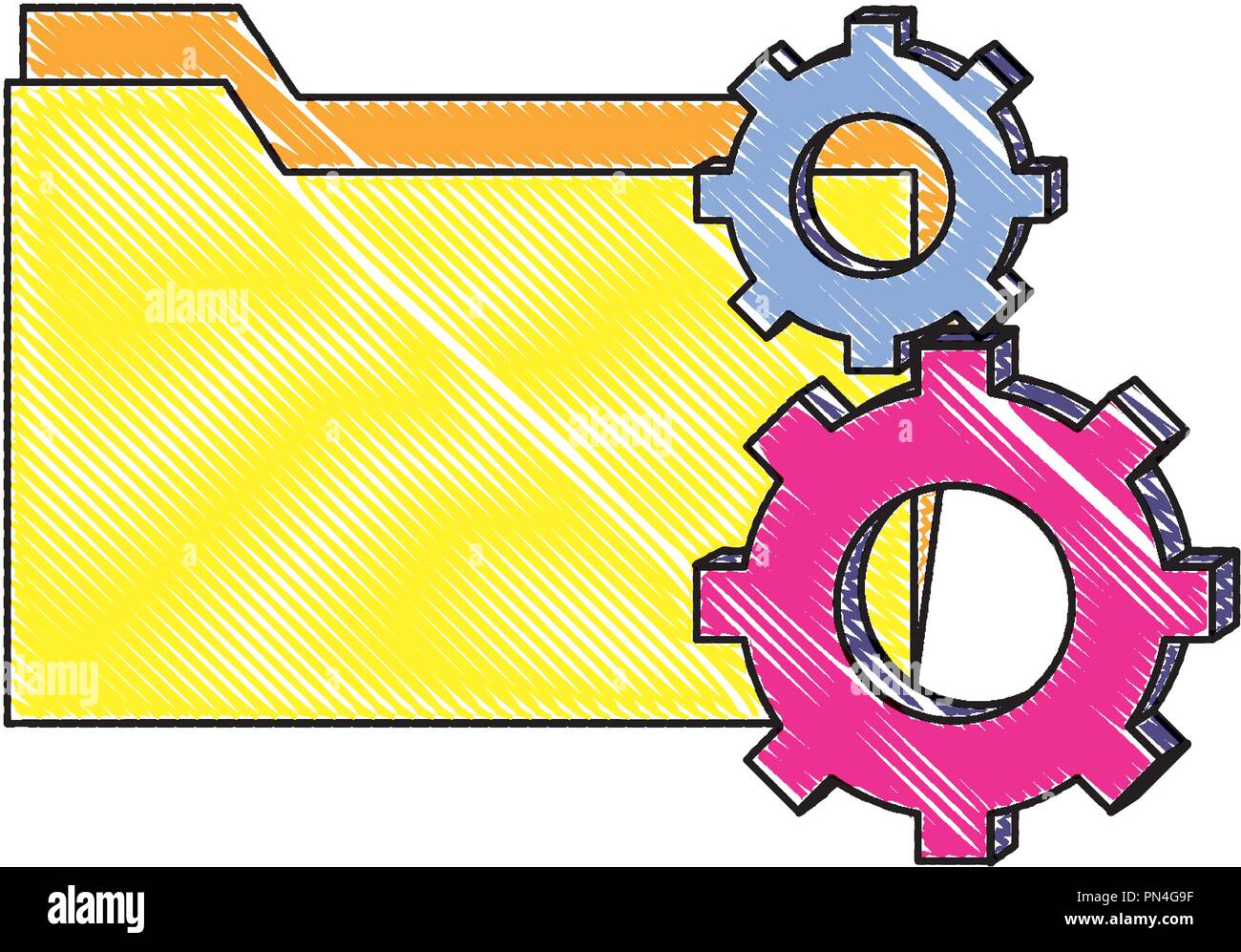 grated folder file and industry gears process Stock Vector Image & Art ...