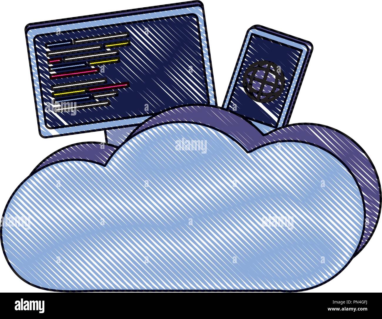 grated computer and smartphone with cloud data center Stock Vector Image & Art - Alamy