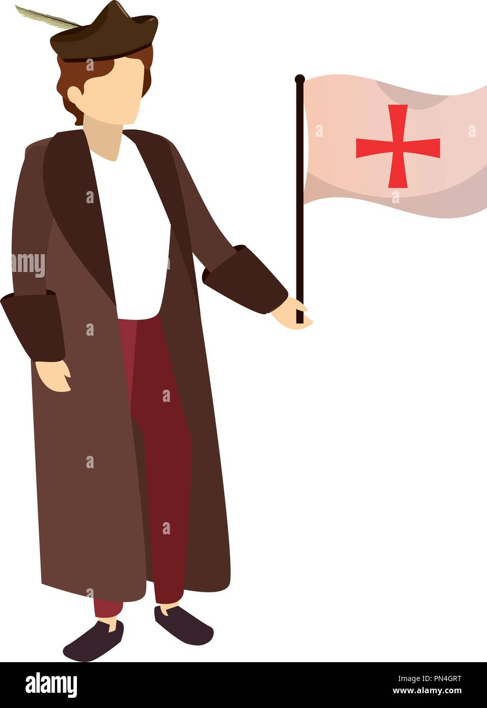 man christopher columbus and flag with cross Stock Vector Image & Art ...