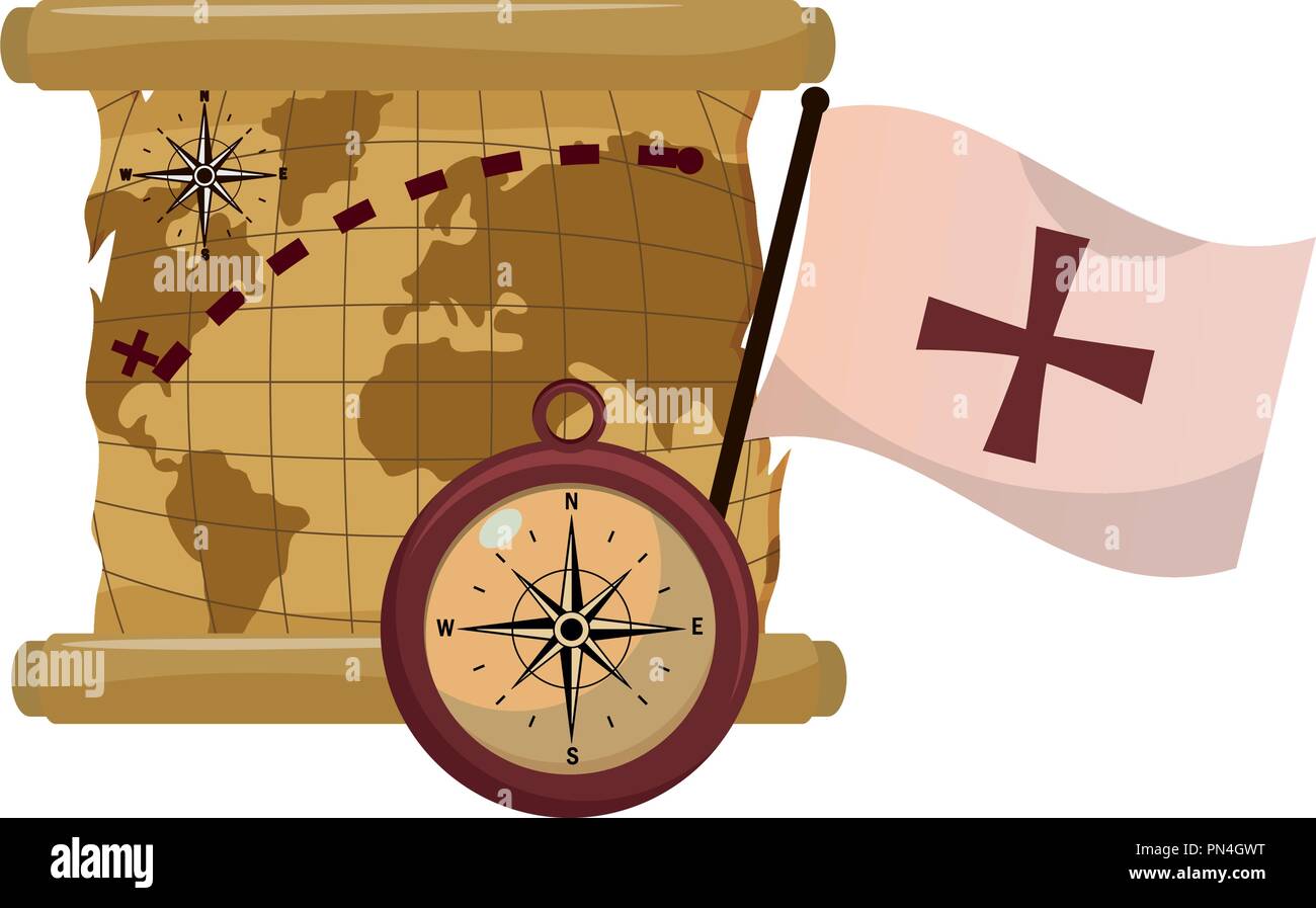global map with compass and flag cross Stock Vector Image & Art - Alamy