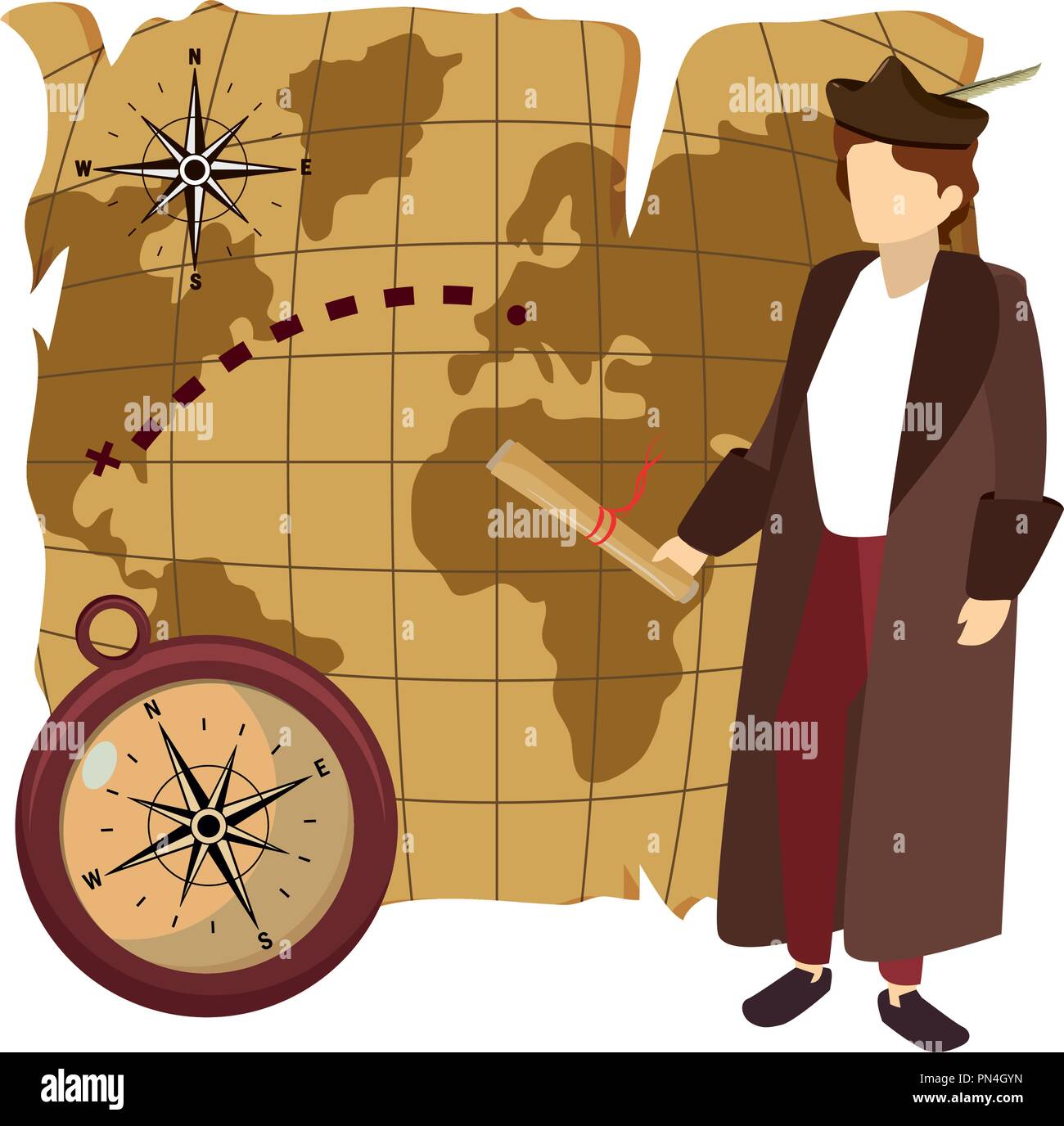 Compass With Columbus High Resolution Stock Photography and Images - Alamy