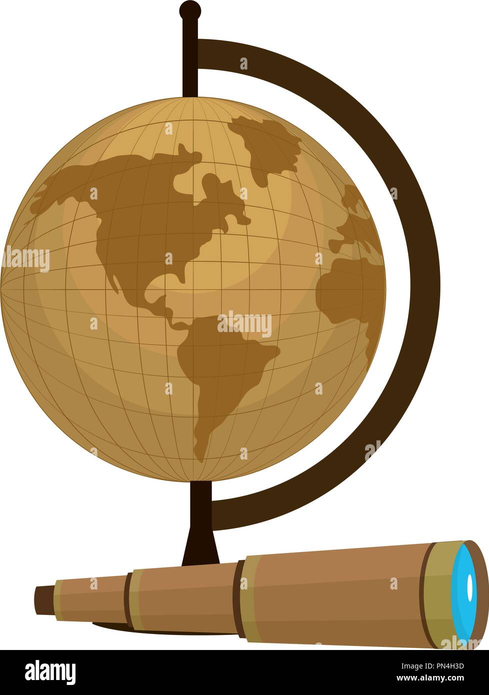 global map desk with monocular object Stock Vector Image & Art - Alamy