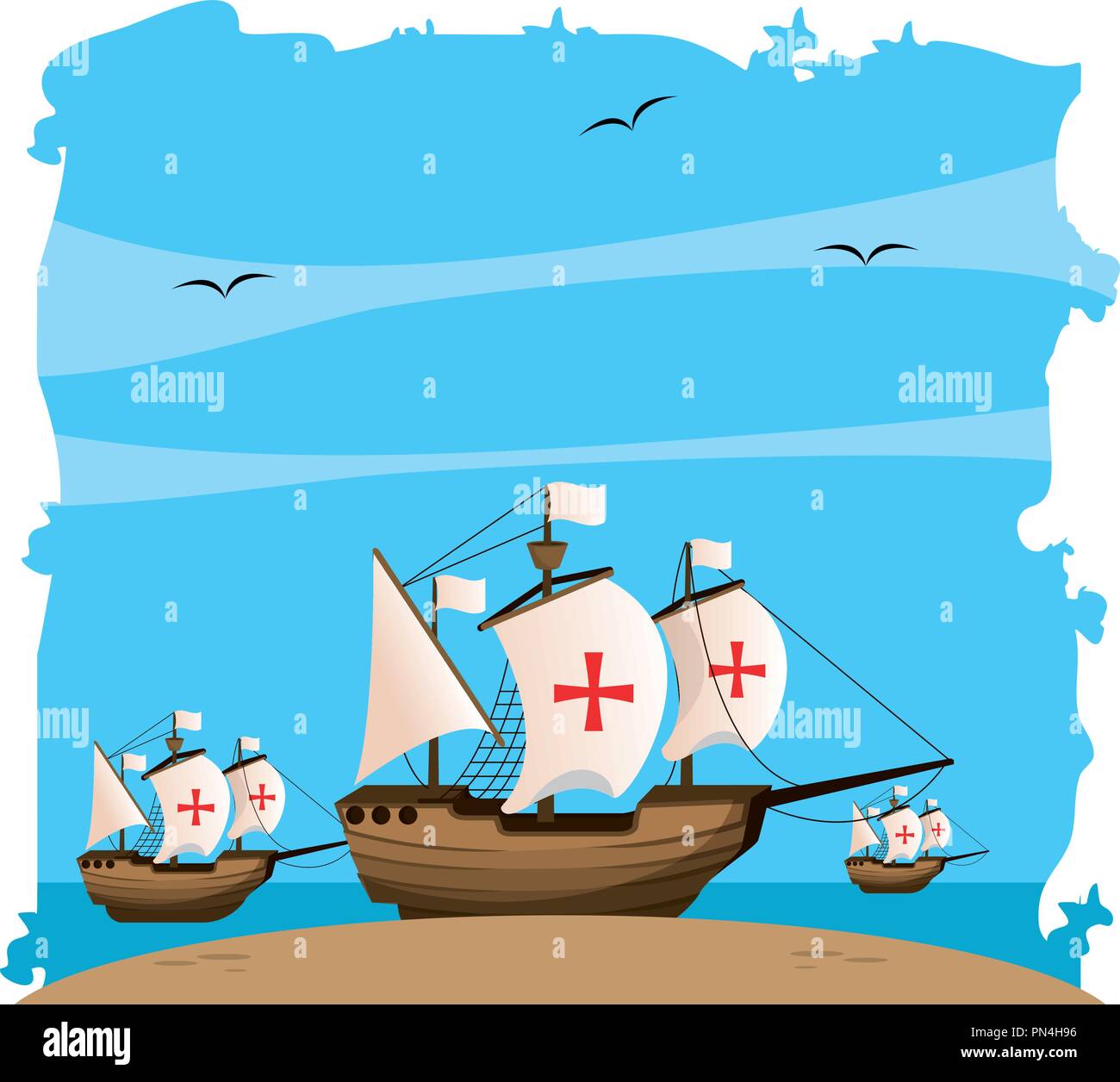 ships with sails cross to exploration sea Stock Vector Image & Art - Alamy