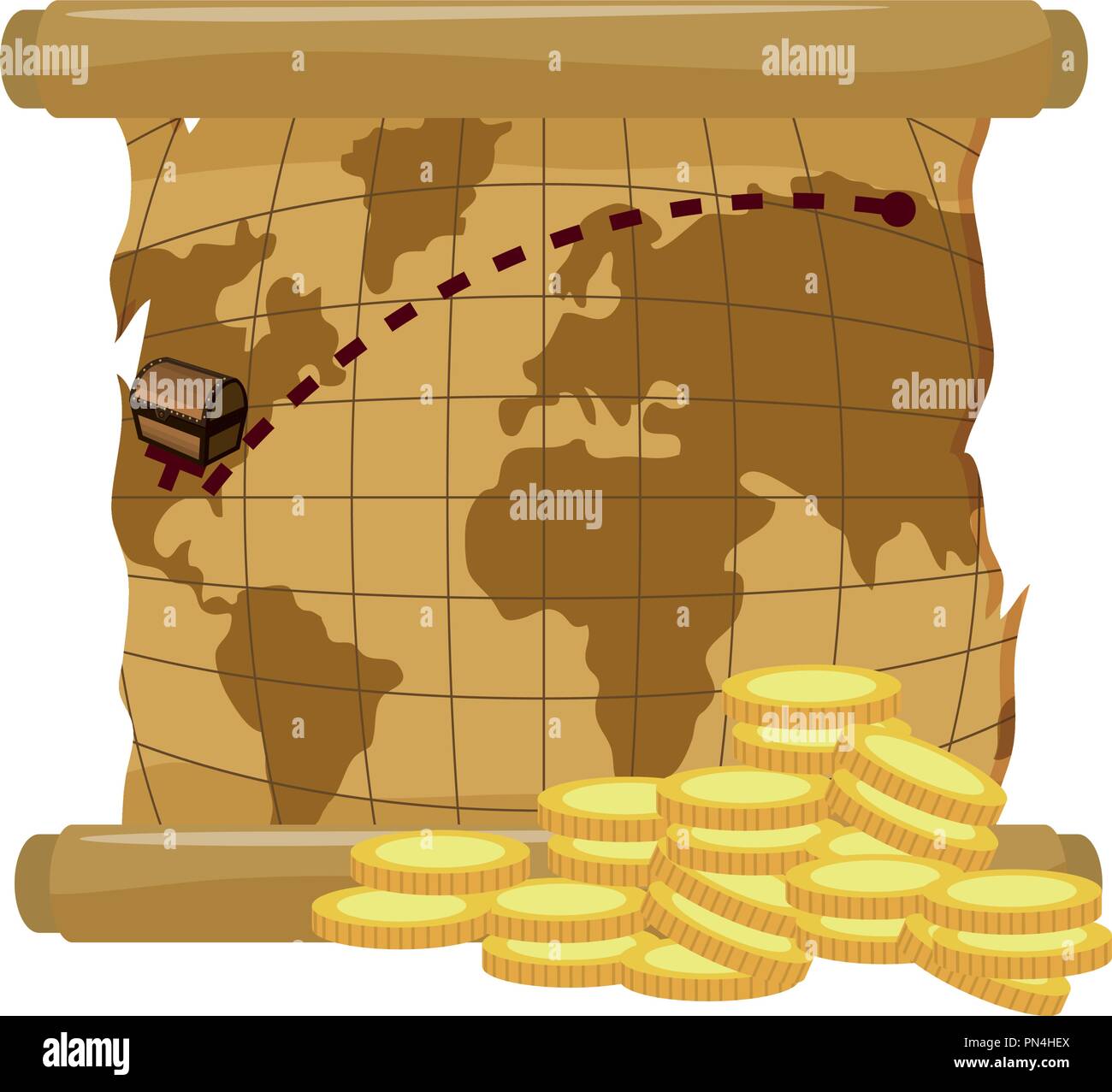 global map parchment with gold coins Stock Vector Image & Art - Alamy