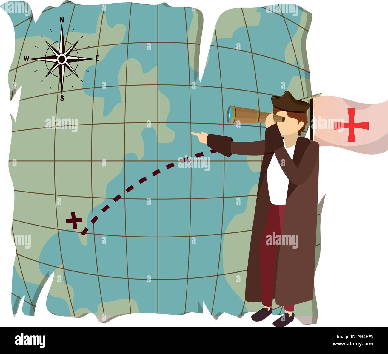 Christopher columbus map Stock Vector Images - Alamy