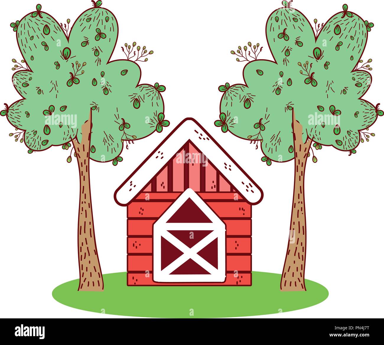 wood farm house with nature trees Stock Vector Image & Art - Alamy