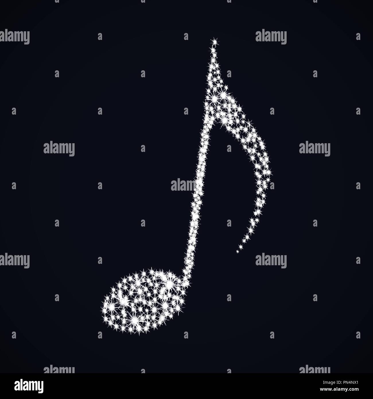 Glitter music note. Vector illustration. Stars on dark background Stock ...