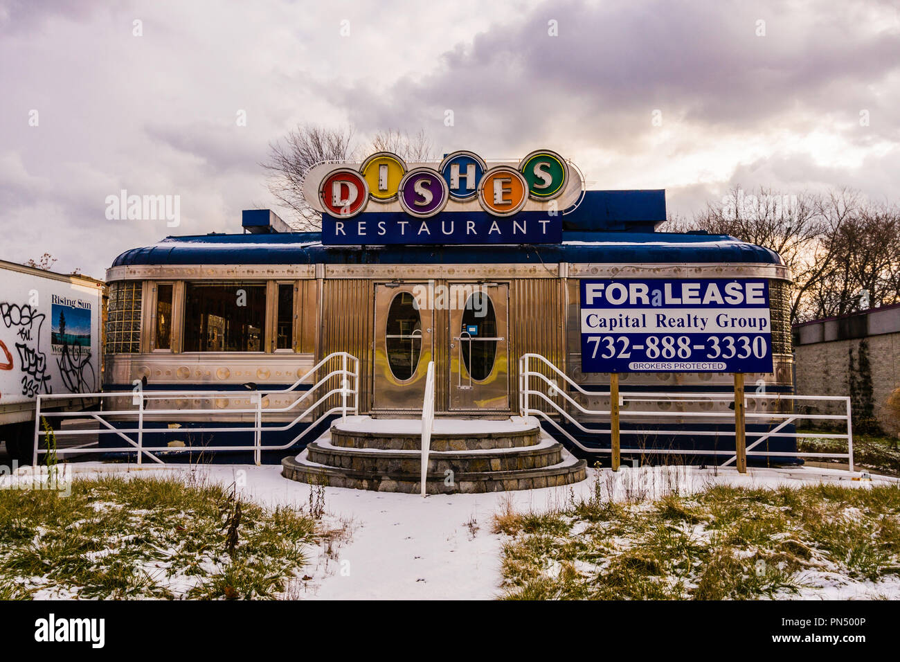 Dishes Diner Hartford, Connecticut, USA Stock Photo - Alamy