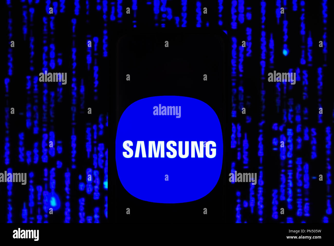 Samsung logo is seen on an android mobile phone Stock Photo - Alamy