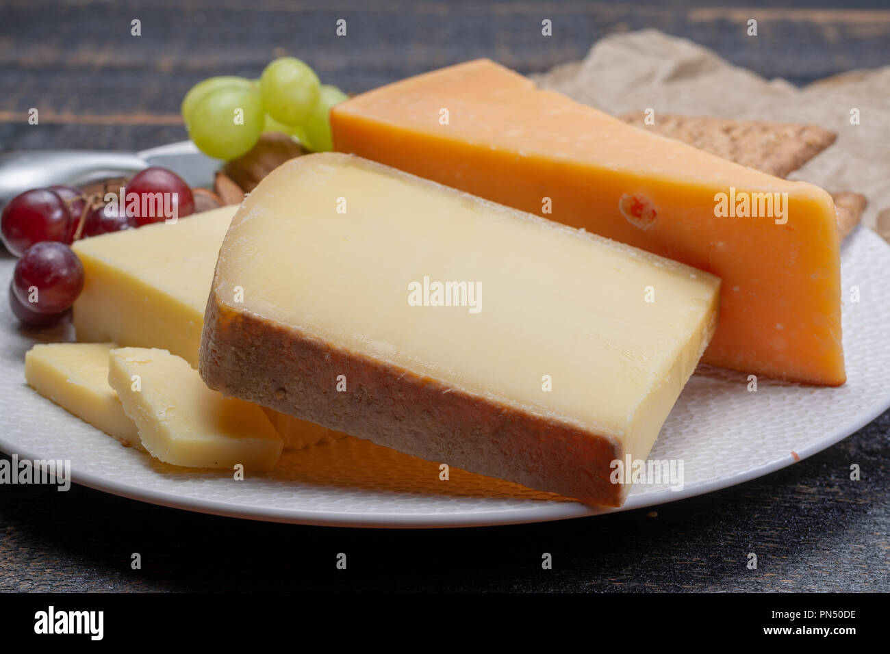 Aged English cheddar and old Dutch cheese, the most popular type of ...