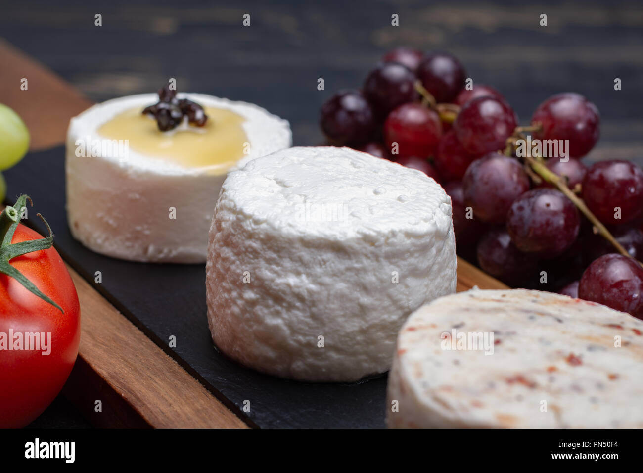 French soft cheeses, variety of different taste goat milk natural ...