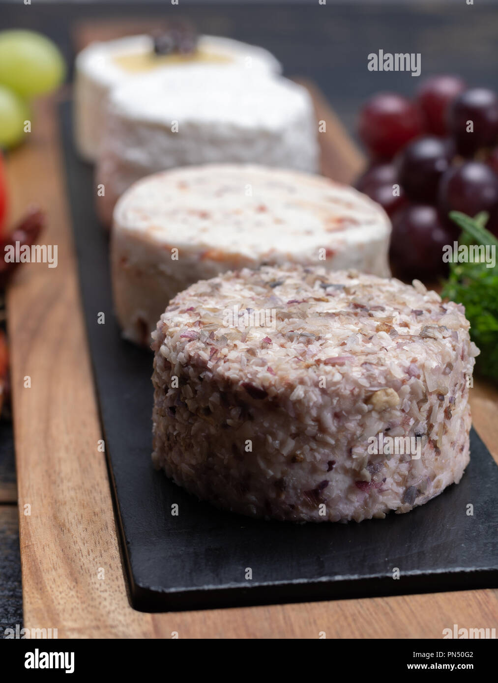 French soft cheeses, variety of different taste goat milk natural ...