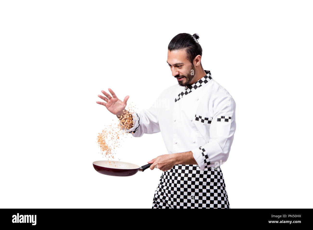 Funny male cook isolated on the white background Stock Photo - Alamy