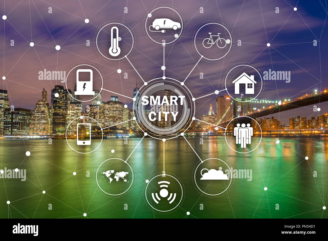 Concept of smart city and internet of things Stock Photo - Alamy