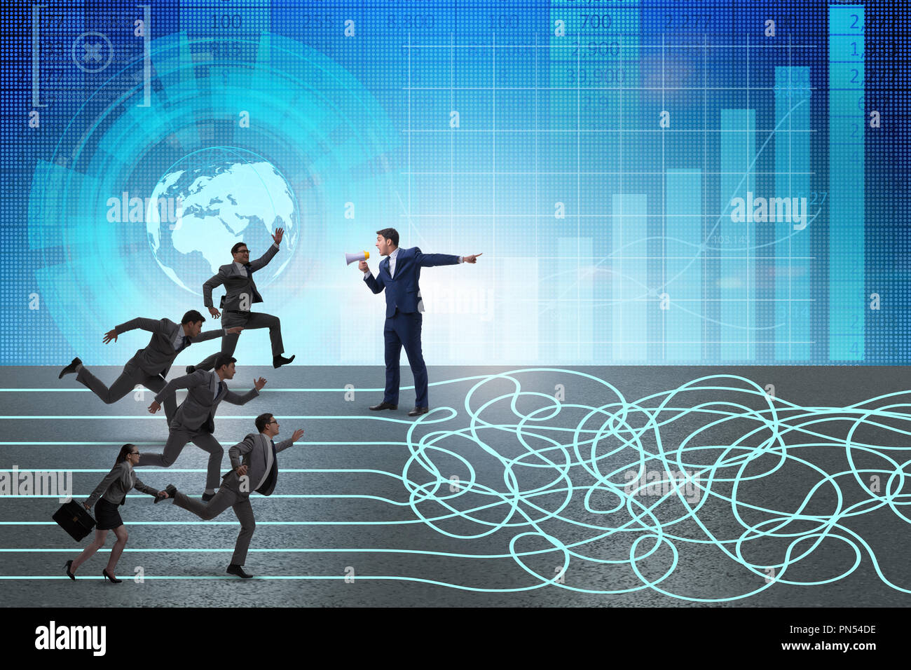 Business people in uncertainty concept Stock Photo - Alamy