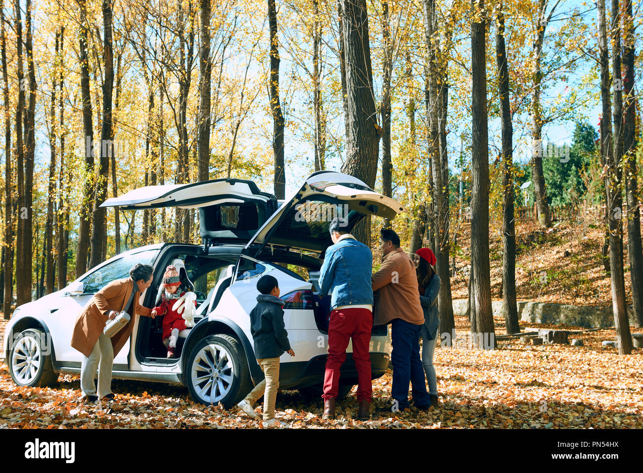 Happy family outdoor outing Stock Photo - Alamy