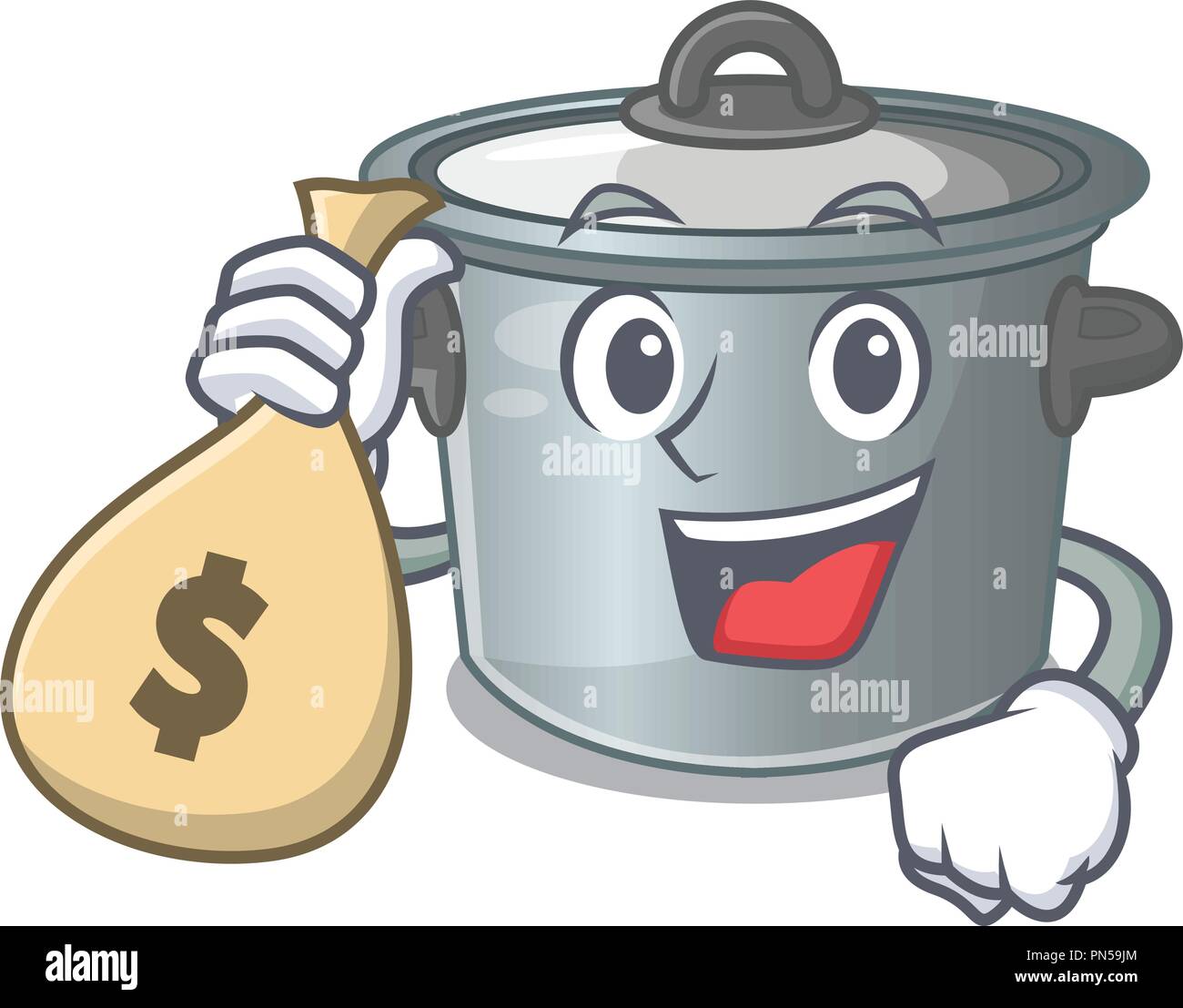 With money bag stock pot on wooden table cartoon Stock Vector Image ...