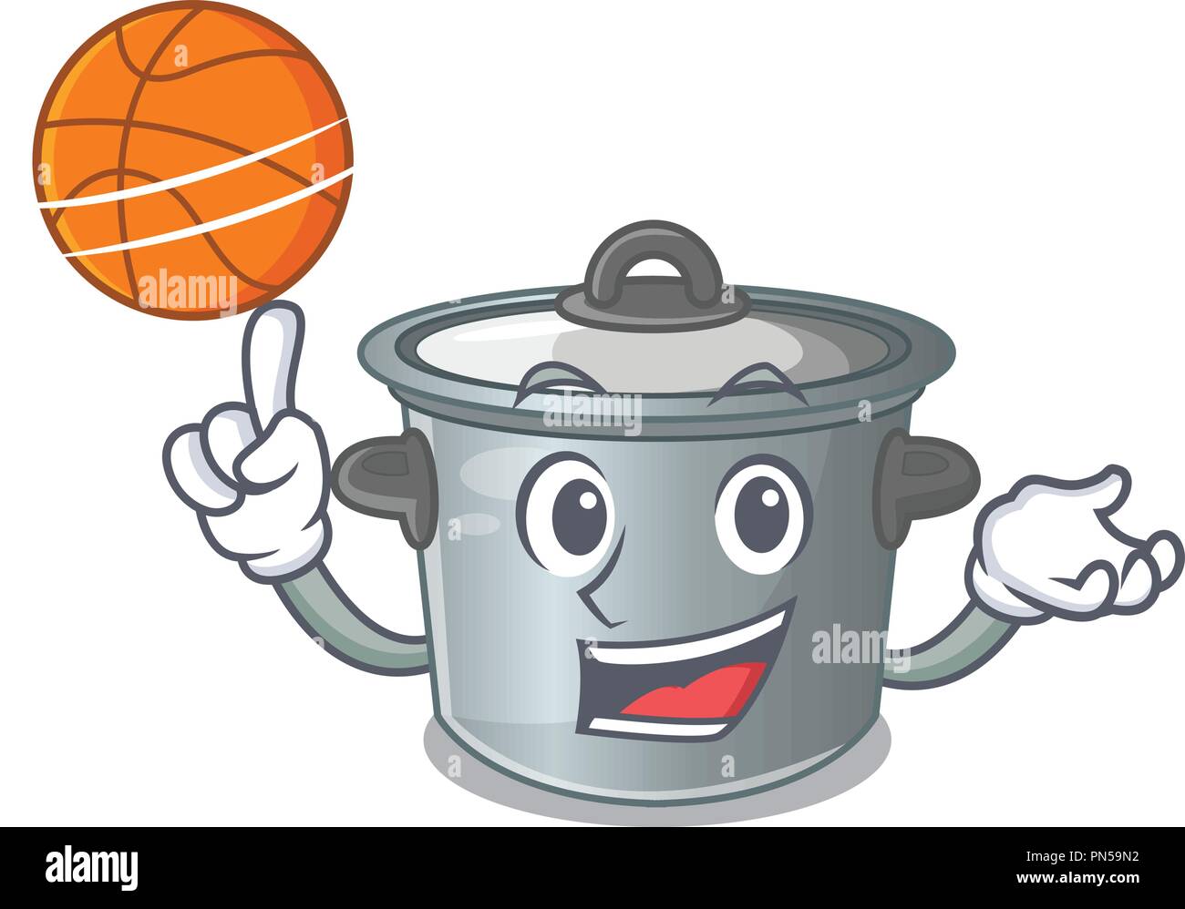 With basketball stock pot on wooden table cartoon Stock Vector Image ...