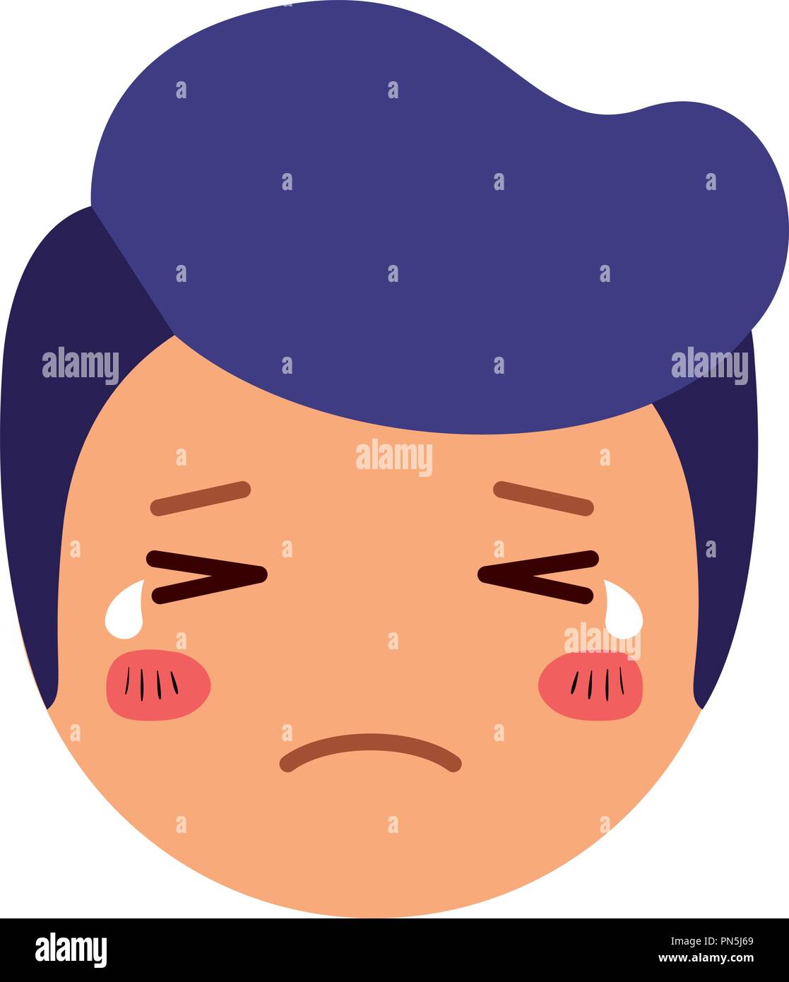 cartoon sad man head kawaii character Stock Vector Image & Art - Alamy