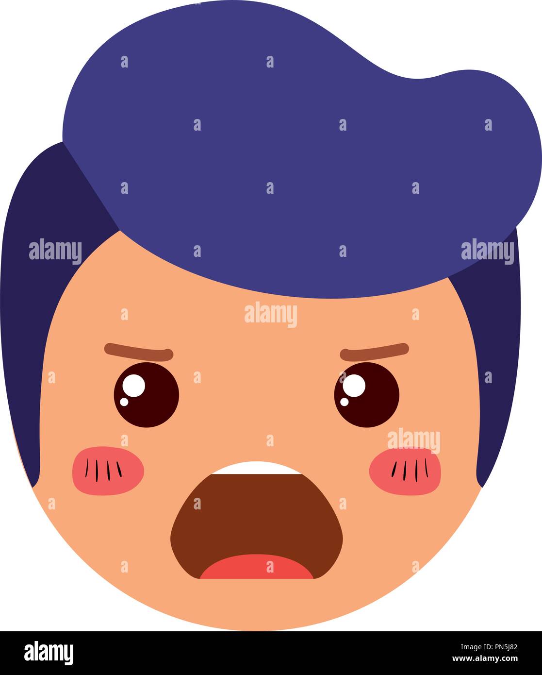 cartoon man angry head kawaii character Stock Vector Image & Art - Alamy