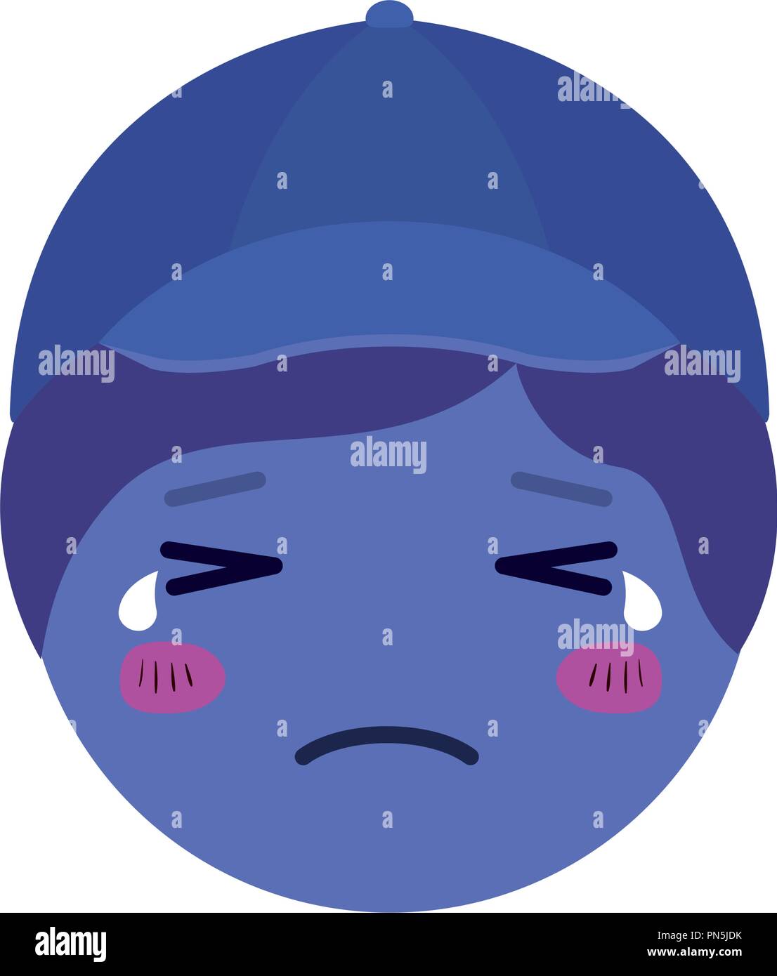 cartoon sad man head kawaii character Stock Vector Image & Art - Alamy