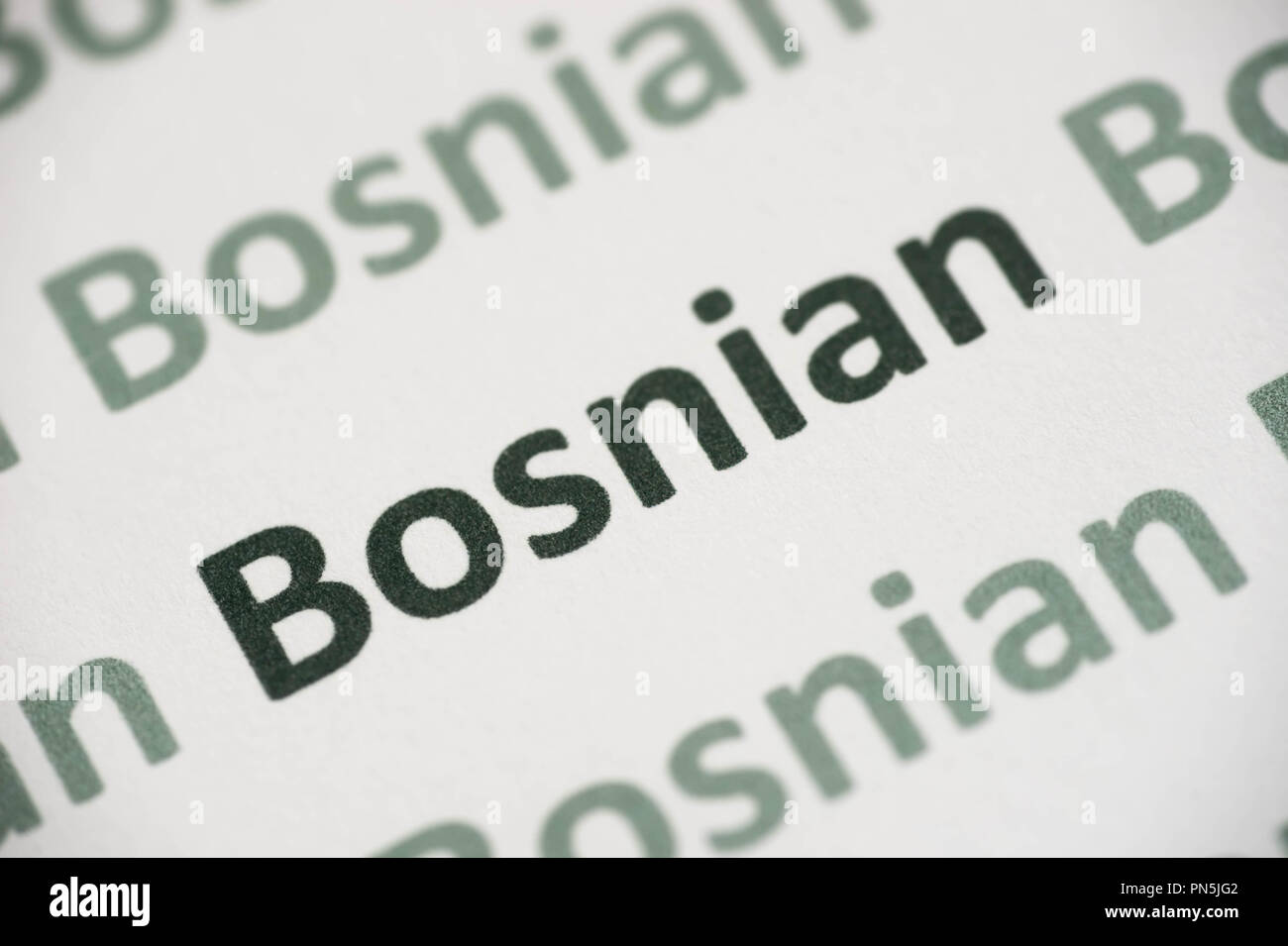 word Bosnian language printed on white paper macro Stock Photo - Alamy