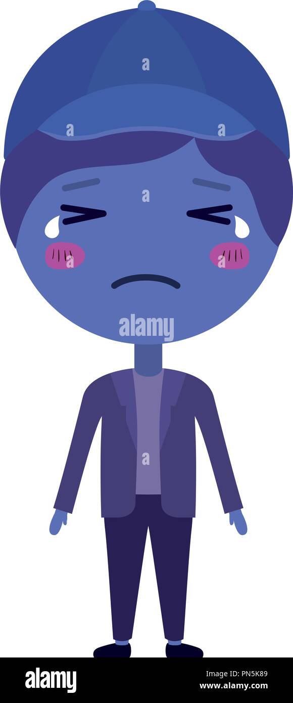cartoon sad man kawaii character Stock Vector Image & Art - Alamy