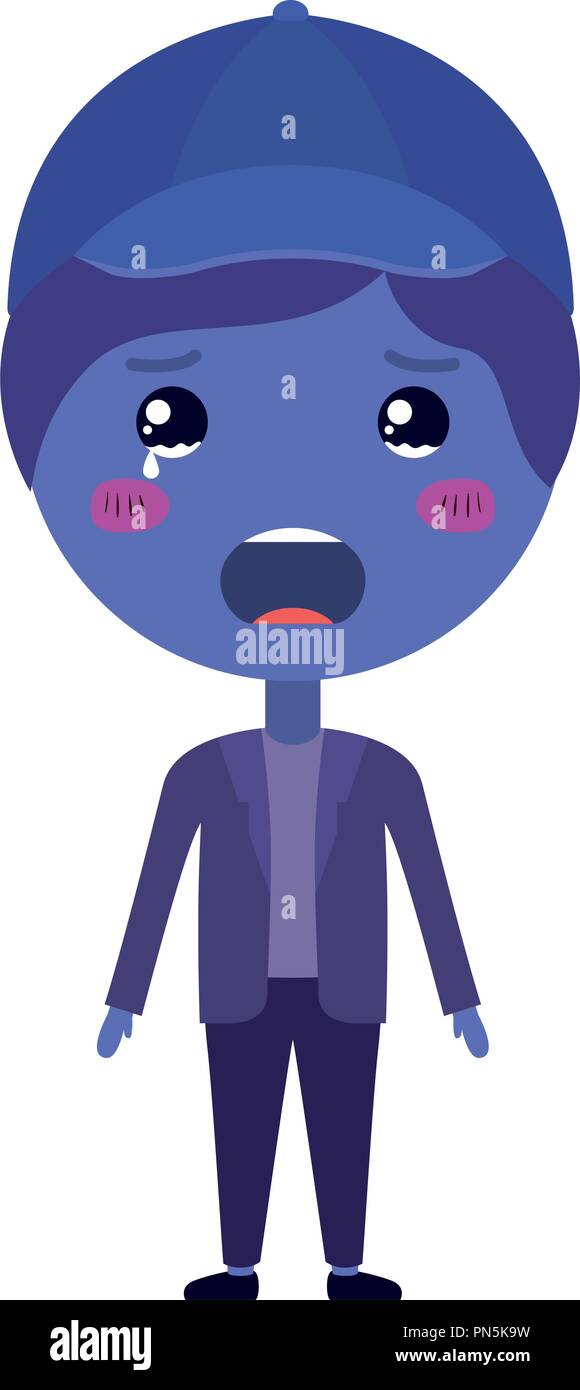 cartoon sad man kawaii character Stock Vector Image & Art - Alamy