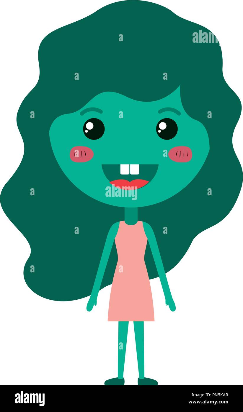 cartoon woman happy kawaii character Stock Vector Image & Art - Alamy