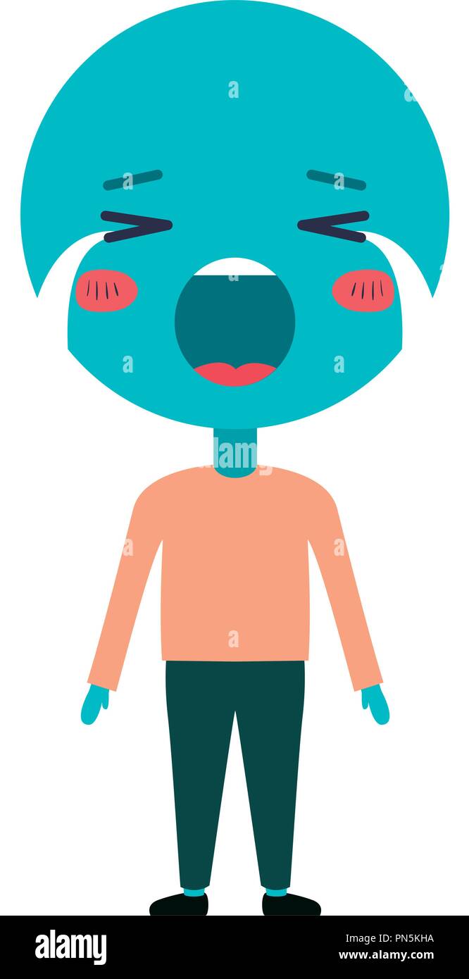cartoon crying emoticon with body kawaii character Stock Vector Image ...