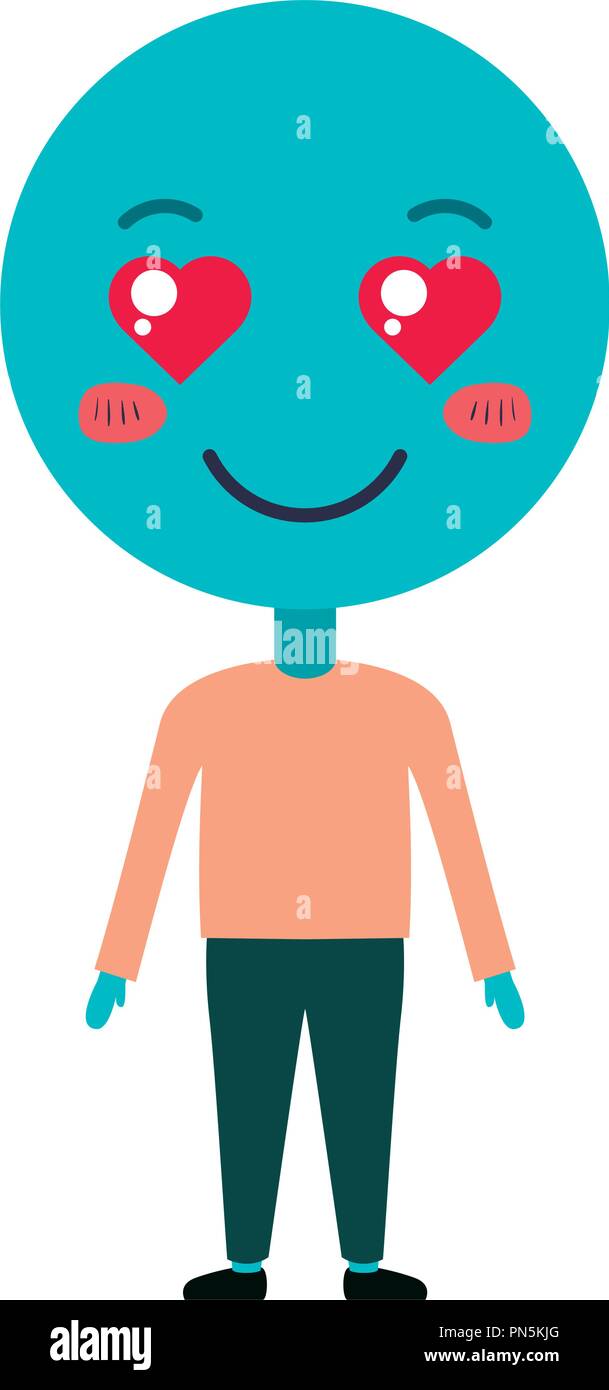 cartoon emoticon with body in love kawaii character Stock Vector Image ...