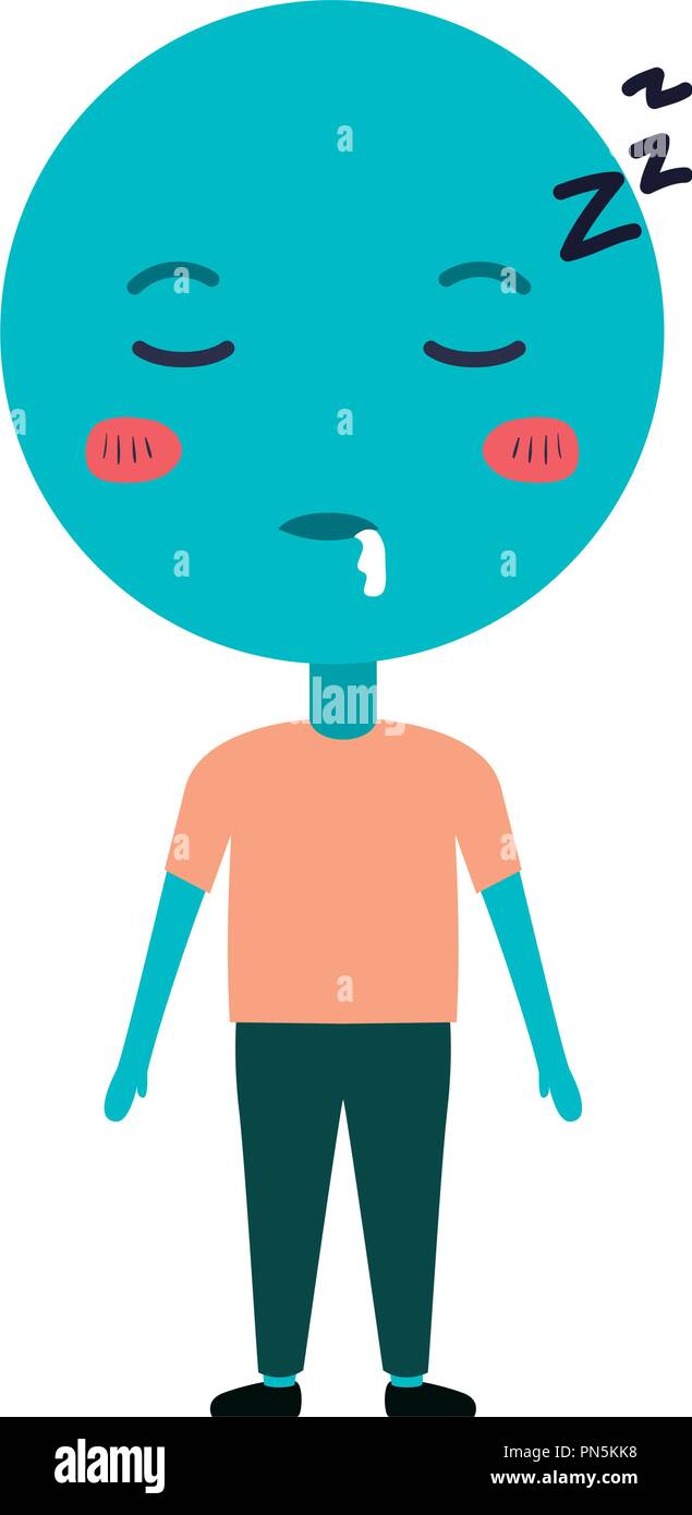 cartoon emoticon with body asleep kawaii character Stock Vector Image ...