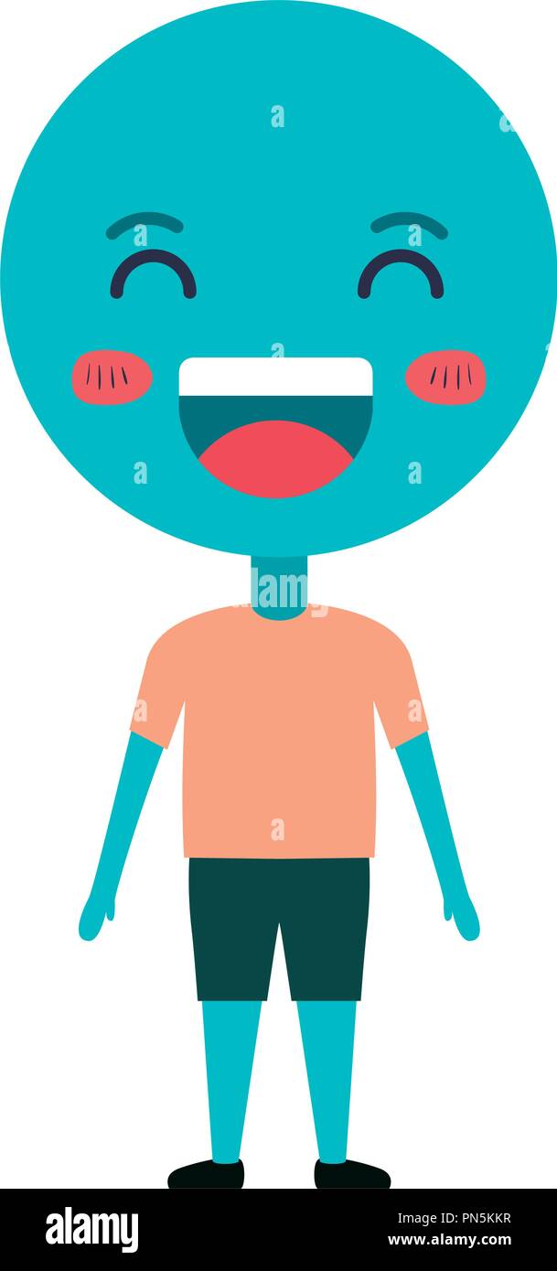 cartoon happy emoticon with body kawaii character Stock Vector Image ...