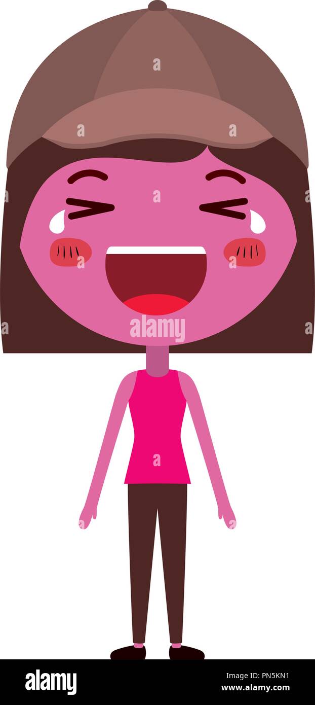 cartoon woman happy kawaii character Stock Vector Image & Art - Alamy