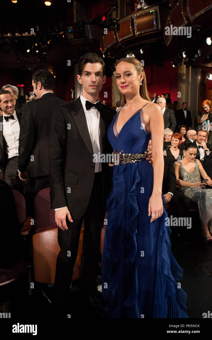 Alex Greenwald and Oscar®-nominee, Brie Larson pose during the live ABC ...