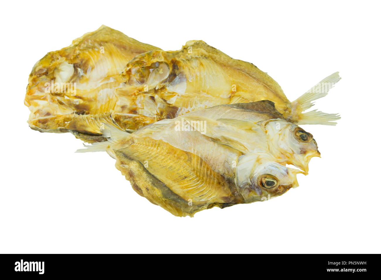 Dried fishes isolated on white background Stock Photo - Alamy