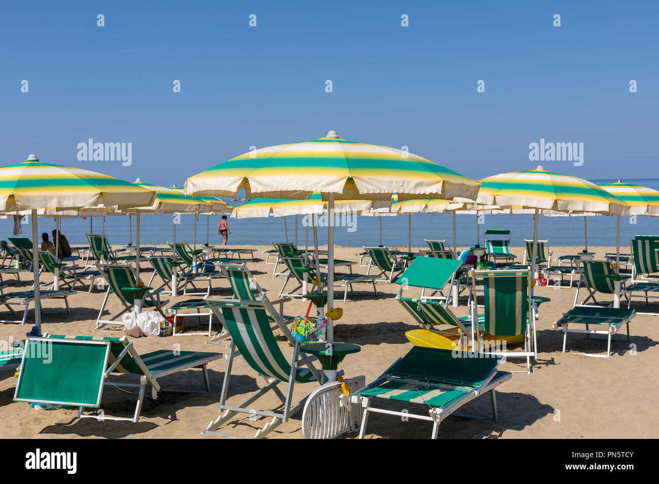 Roseto degli Abruzzi, Italy - June 21, 2017: Beach of Roseto degli ...