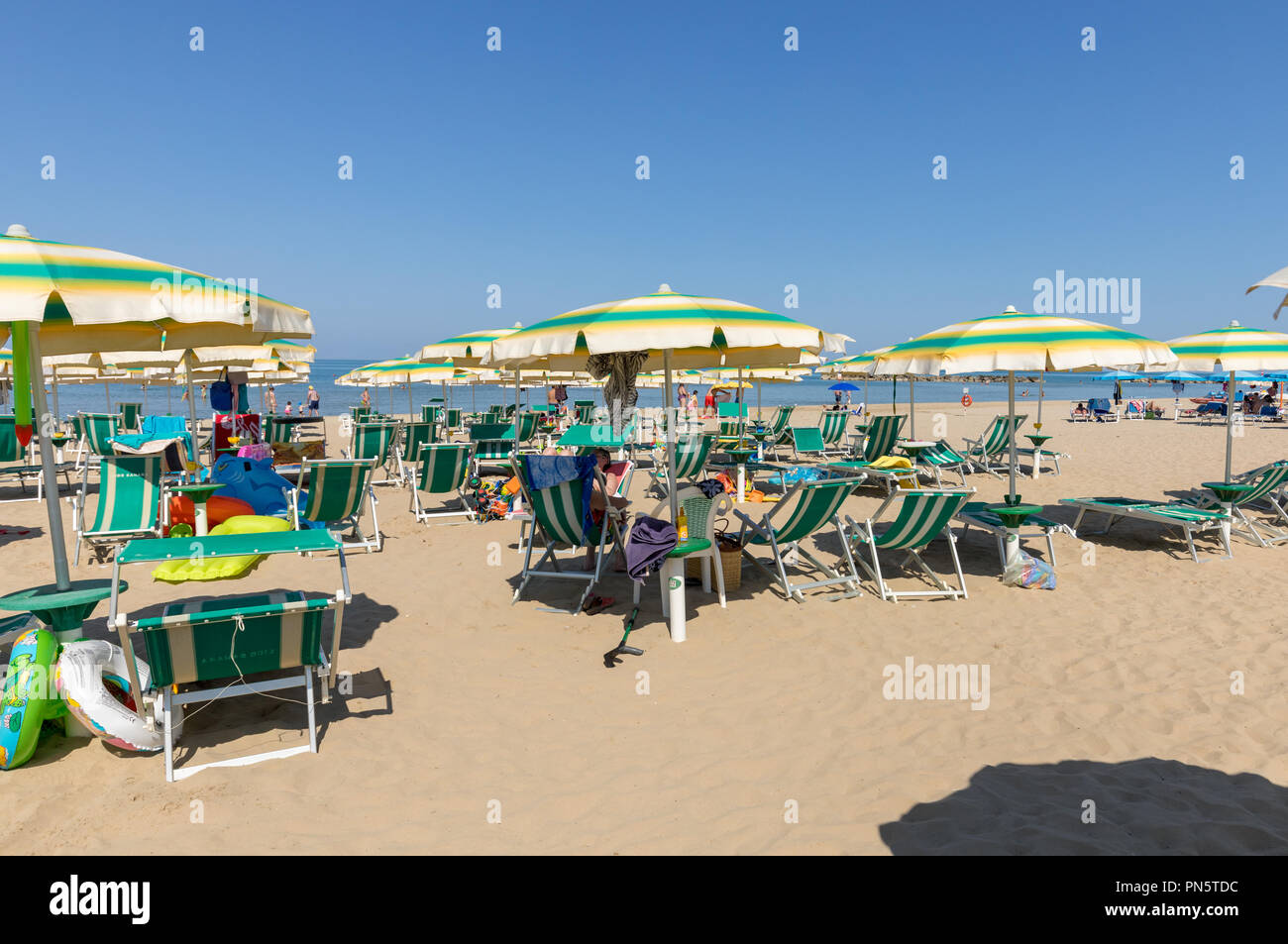 Roseto degli Abruzzi, Italy - June 21, 2017: Beach of Roseto degli ...
