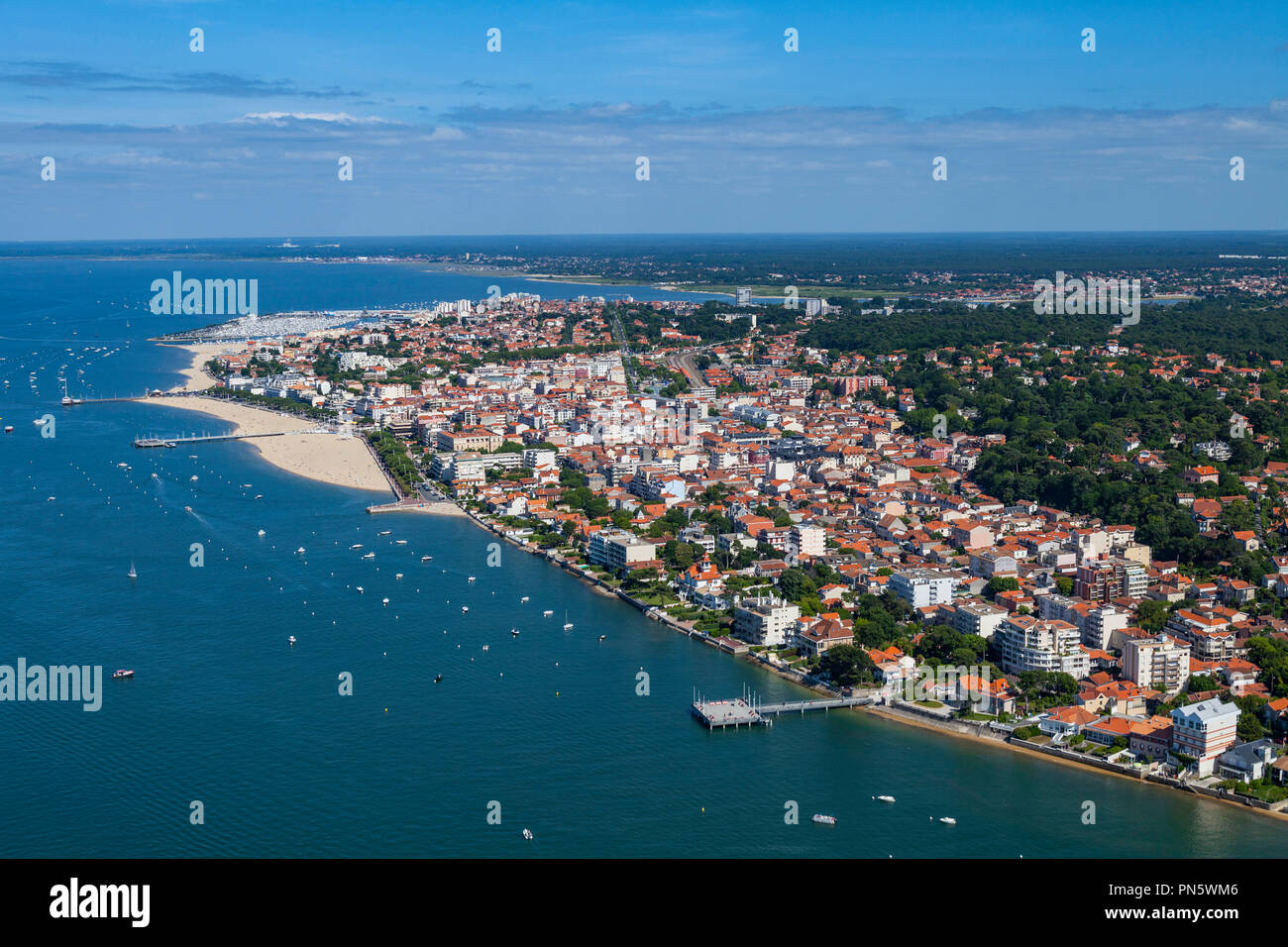 Arcachon (south-western France): aerial view of the city with the ...