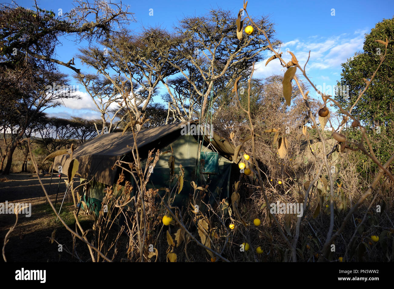 Bucket Shower in tent camp accommodation at the Ngorongoro Conservation ...