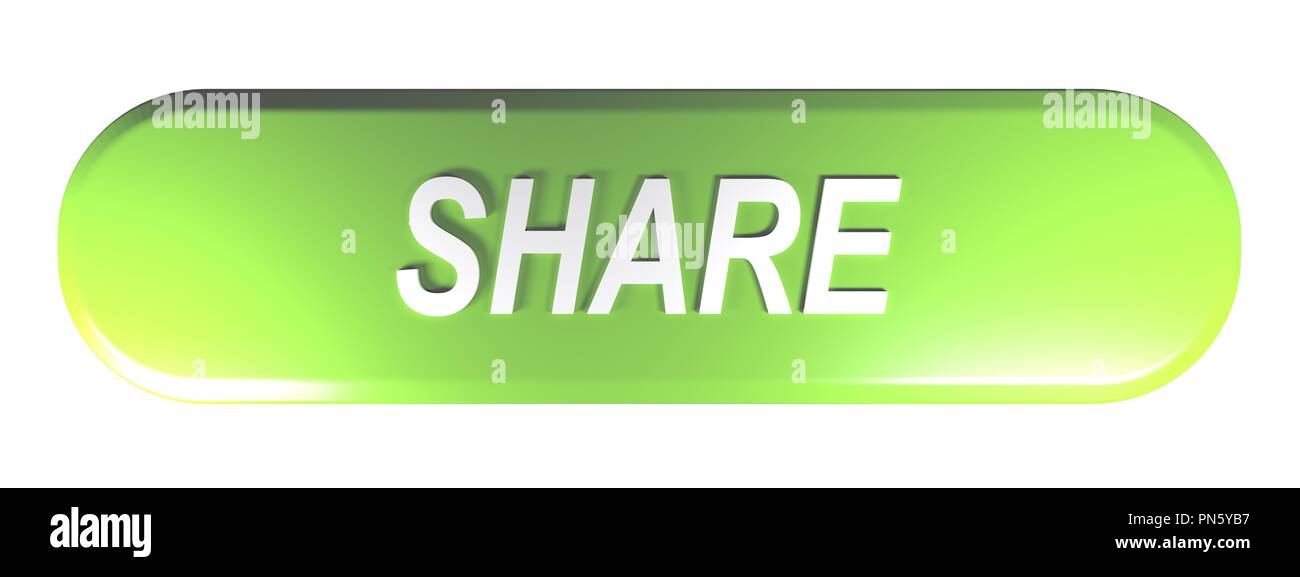 Green rounded rectangle push button SHARE - 3D rendering Stock Photo ...