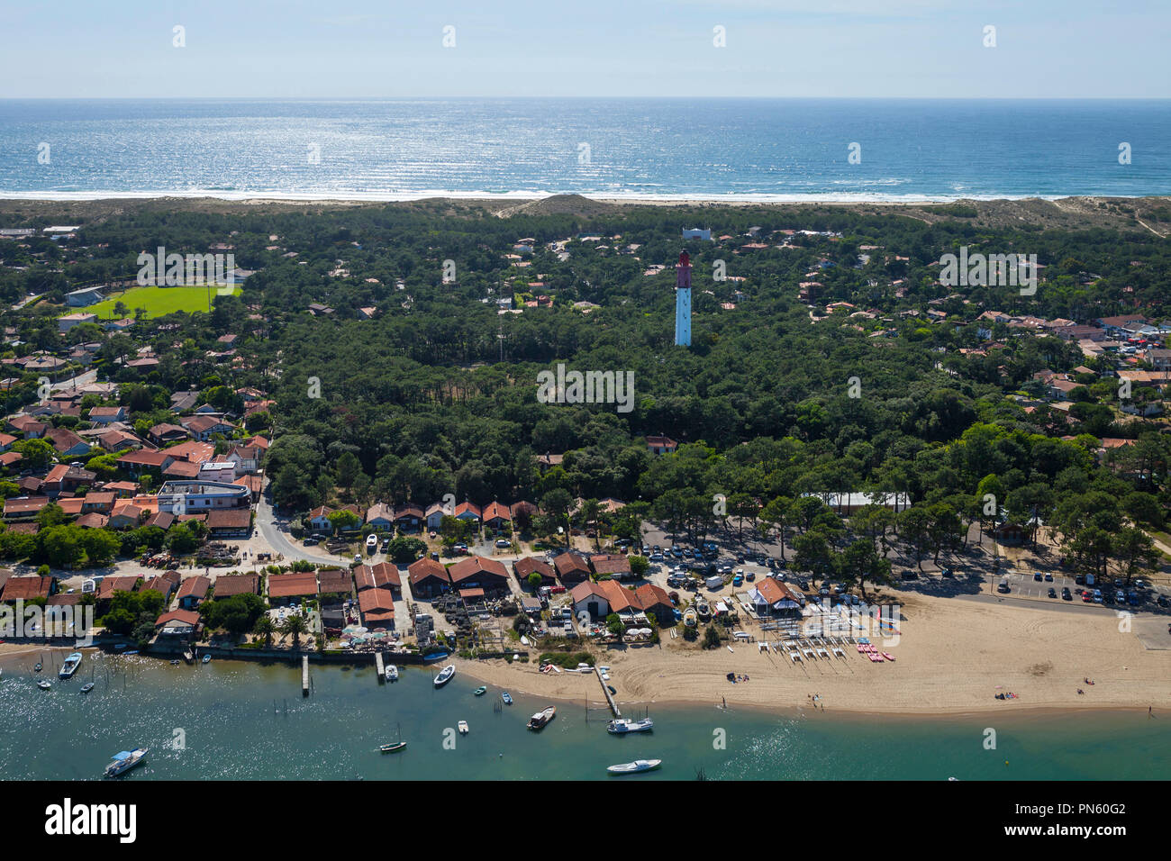 Lege-Cap-Ferret (south-western France): aerial view of the Cap Ferret ...