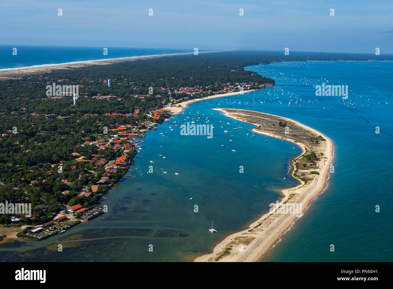 Lege-Cap-Ferret (south-western France): aerial view of the Cap Ferret ...