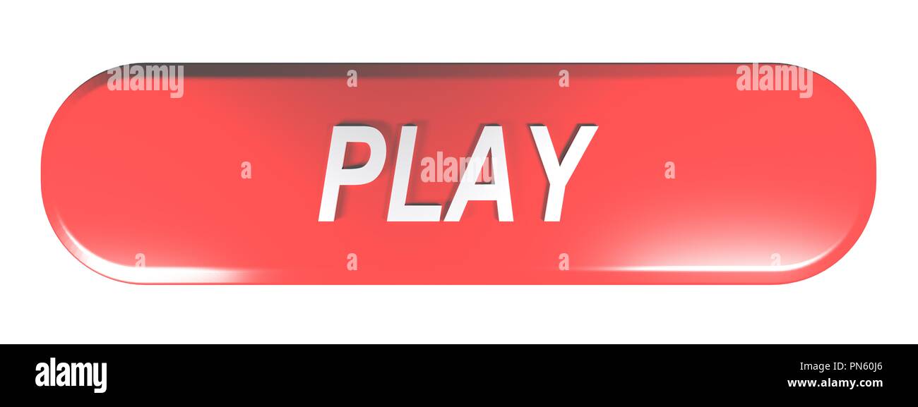 Red rounded rectangle push button PLAY - 3D rendering Stock Photo - Alamy