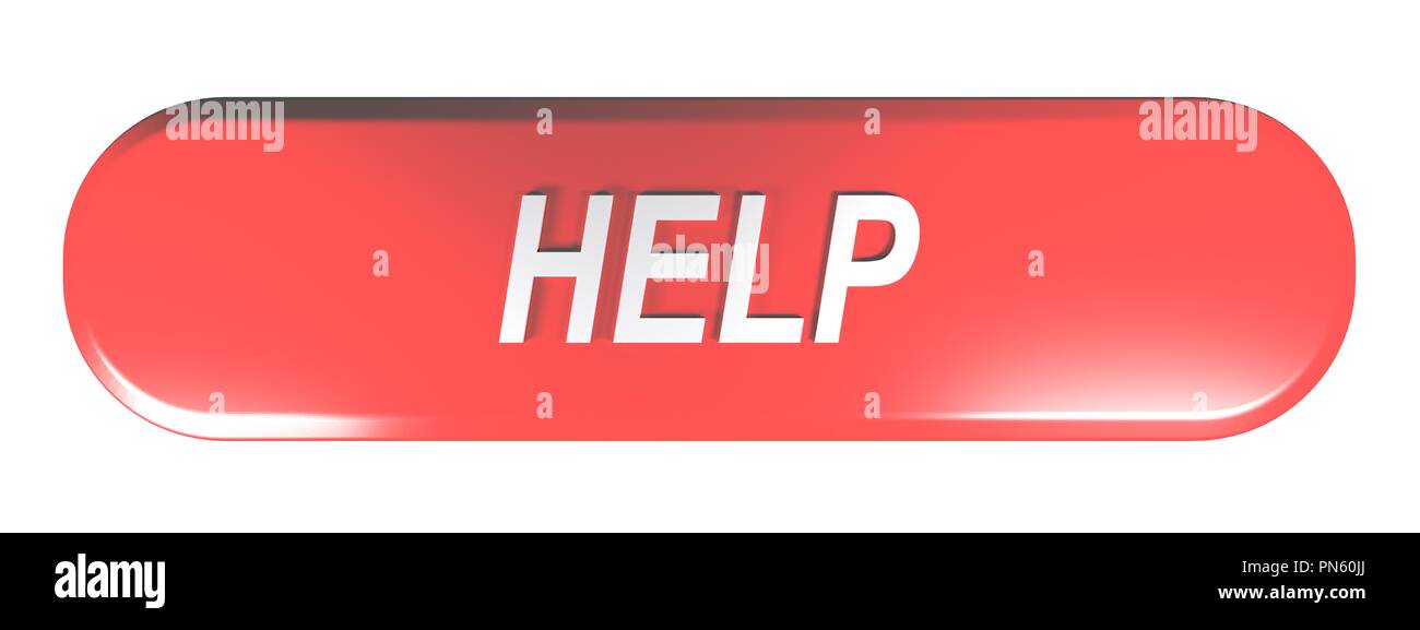 Red rounded rectangle push button HELP - 3D rendering Stock Photo - Alamy